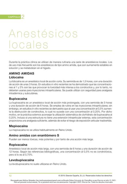 2 Anestésicos locales | Irvin daniel Moron moran | uDocz