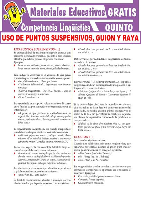 Uso de Puntos Suspensivos Guion y Raya | Azul Violeta | uDocz