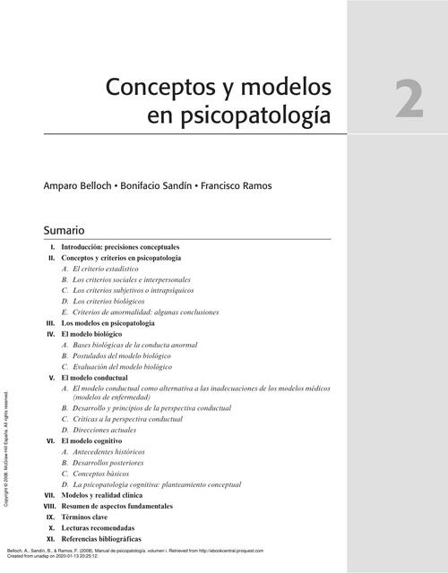 Conceptos y modelos en psicopatología | Martín Segura | uDocz