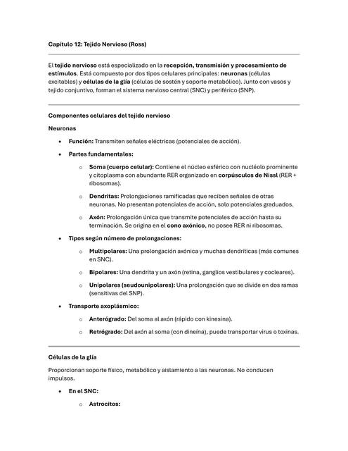 Ross Cap12 Tejido Nervioso | Alex Dan | uDocz