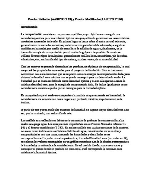 Proctor Estándar (Aashto T 99) Y Proctor Modificado (Aashto T 180 ...