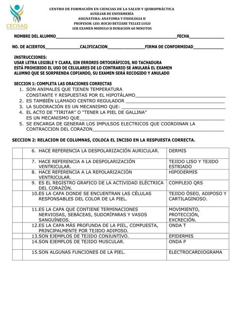 Examen Auxiliar De Enfermeria Rocío Udocz