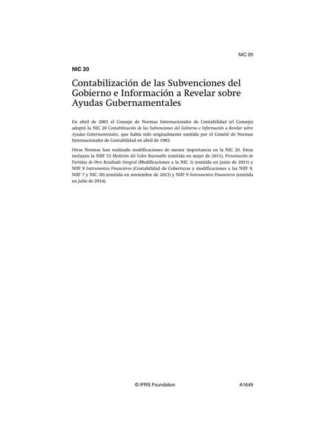 nic 20 contabilizacion de las subvenciones del gob | Eliecer | uDocz