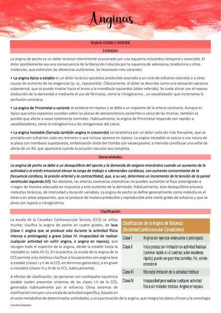 Flashcards de Anginas resumen | Por Carolina Sánchez | uDocz