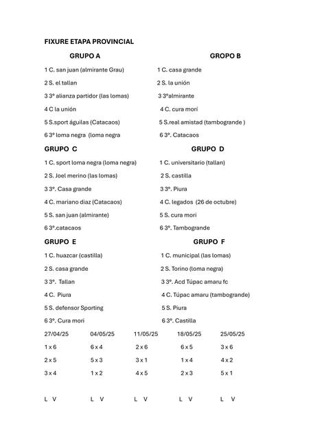 FIXURE ETAPA PROVINCIAL 25 | Fabricio | uDocz