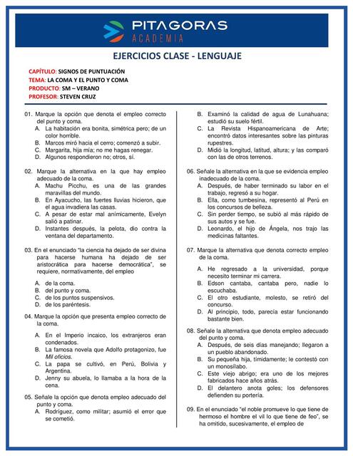 Flashcards de SV LE EJ03 SIGNOS DE PUNTUACIÓN | Por GADY | uDocz
