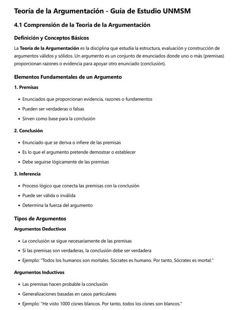 4 Teoría de la Argumentación Guía de Estudio UNMSM | Floreria San juan ...