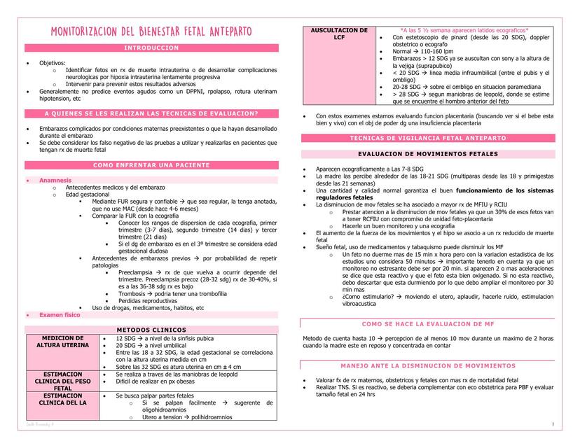 Monitorizacion fetal anteparto | Liseth | uDocz