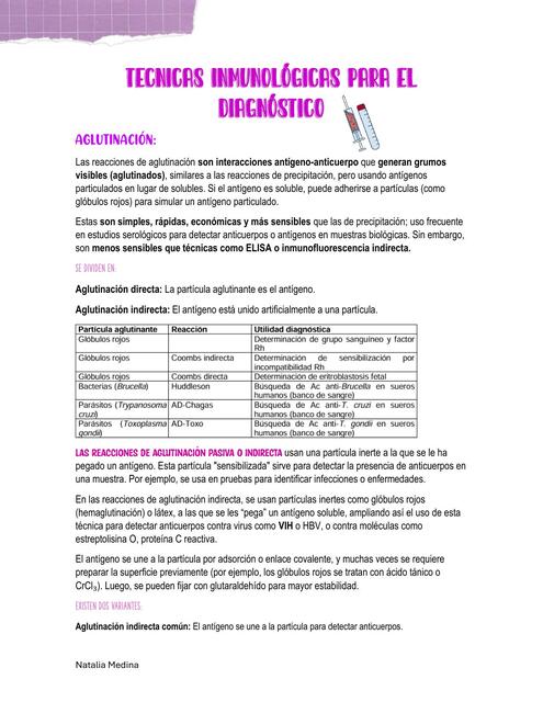 TECNICAS INMUNOLÓGICAS PARA EL DIAGNÓSTICO | Natalia | uDocz