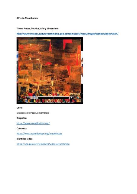 Analisis de una obra | alfredo manobanda | uDocz