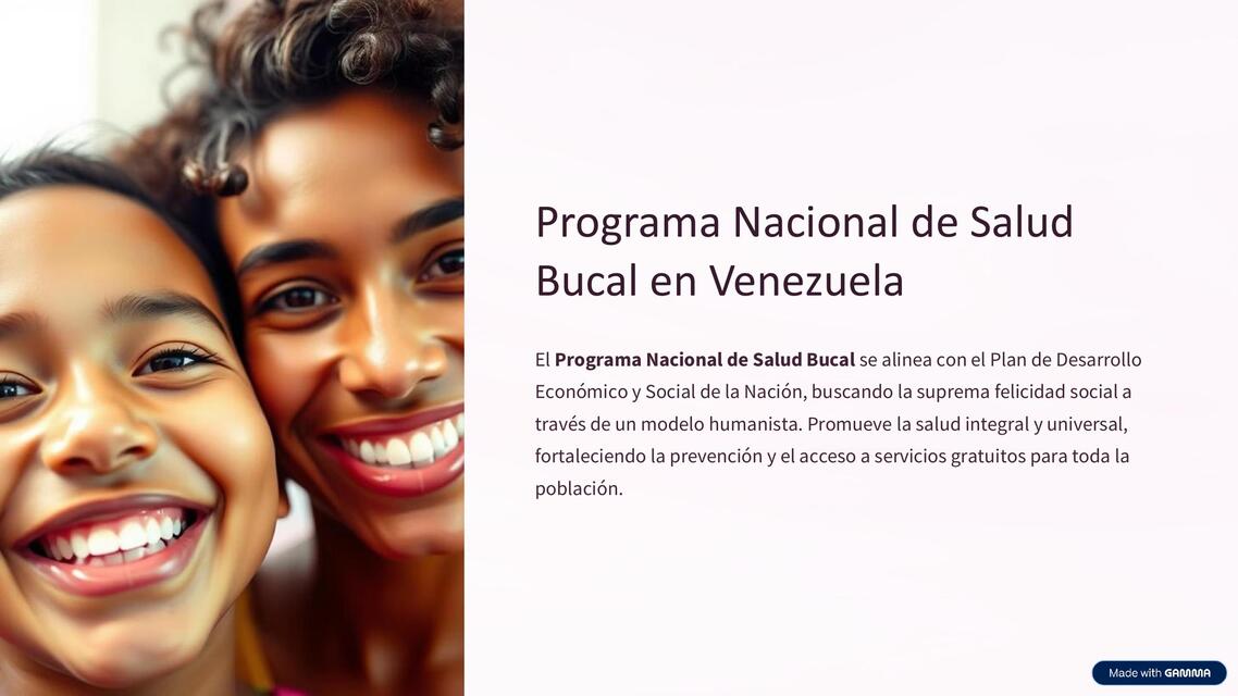 Programa Nacional de Salud Bucal en Venezuela GENE | Eleida Campagna | uDocz