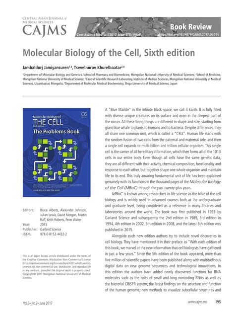 Molecular Biology of the Cell Sixth edition | Jose | uDocz