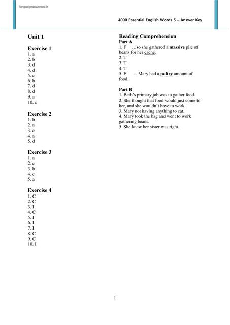 Answer Key 5 | Daniela | uDocz