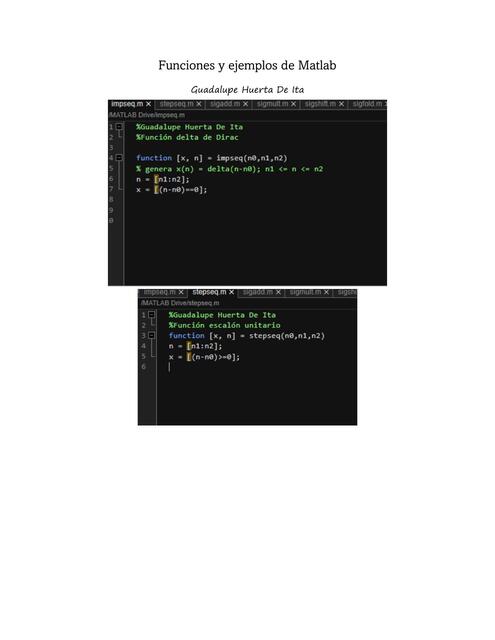 Funciones y ejemplos de Matlab | Huerta De Ita Guadalupe | uDocz