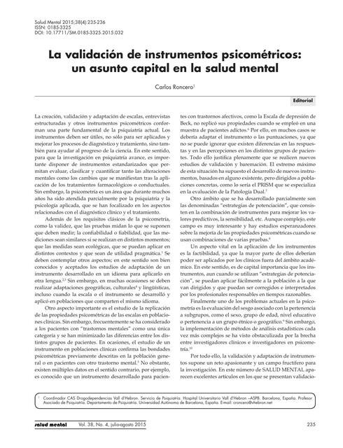 La validación de instrumentos psicométricos un asu | Alondra | uDocz