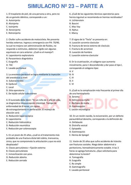 RM23 SIMULACRO 23 DE ABRIL PARTE A SIN CLAVES | Johnny Renzo Lizárraga Silva | uDocz