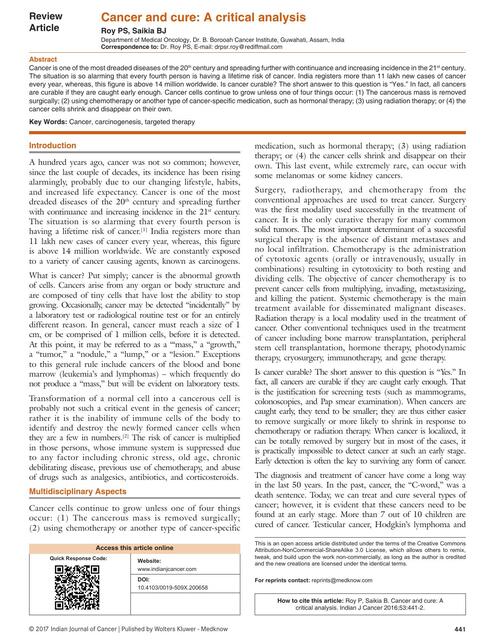 cancer and cure a critical analysis 27 | Tyler | uDocz