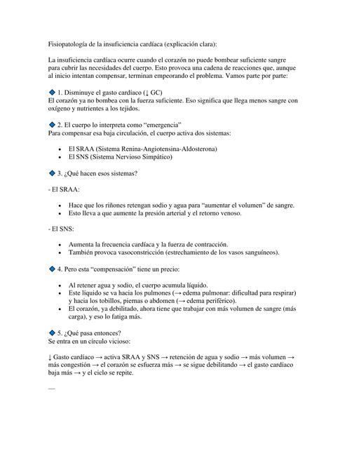 Fisiopatología de la insuficiencia cardíaca | Debora Maruca | uDocz