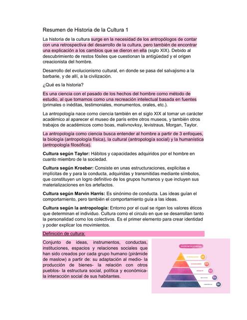 RESUMEN DE HISTORIA DE LA CULTURA 1 | Constanza | uDocz