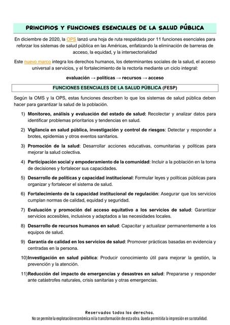PRINCIPIOS Y FUNCIONES ESENCIALES DE LA SALUD PÚBL | Ser Enfermerxs | uDocz