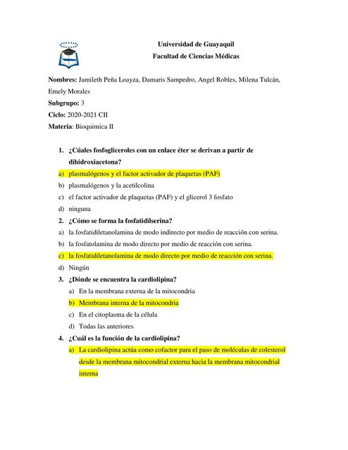 Preguntas ácidos grasos | Daniel Aldaz | uDocz