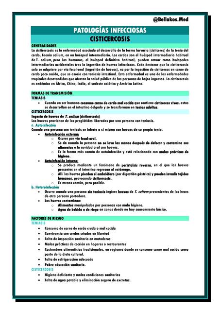 CISTICERCOSIS - PATOLOGÍAS INFECCIOSAS | Bellakos.Med | uDocz