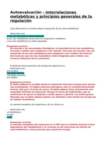 interrelaciones metabolicas y principios grales de | Sam Phoyu | uDocz