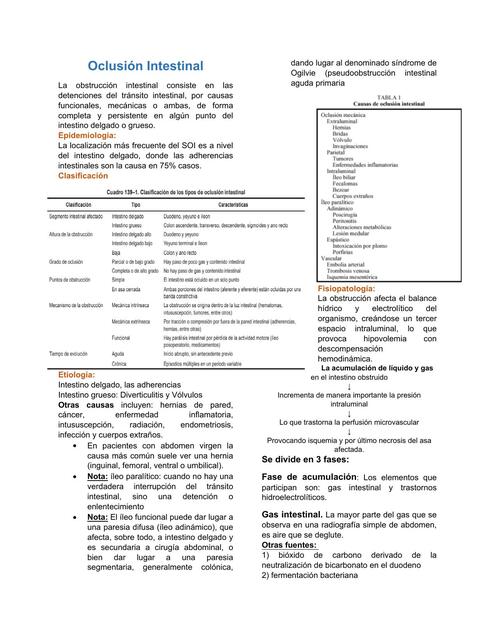 Oclusión Intestinal | Alicia Luna Herrera | uDocz
