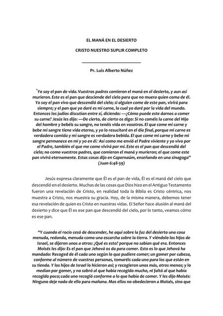 El maná en el desierto Cristo nuestro suplir comp | Denish | uDocz