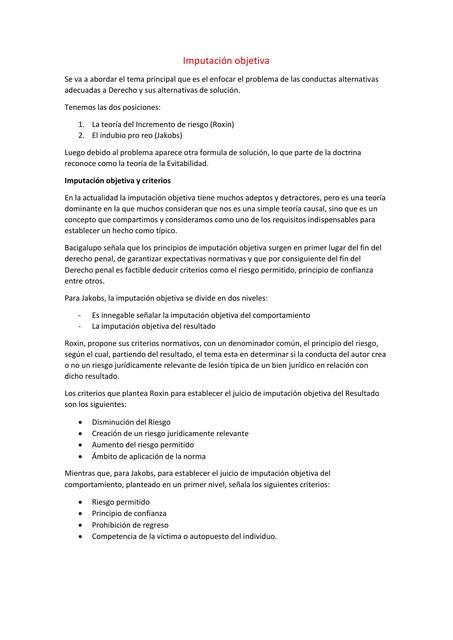 Imputación Objetiva | Aldair Preciado | uDocz