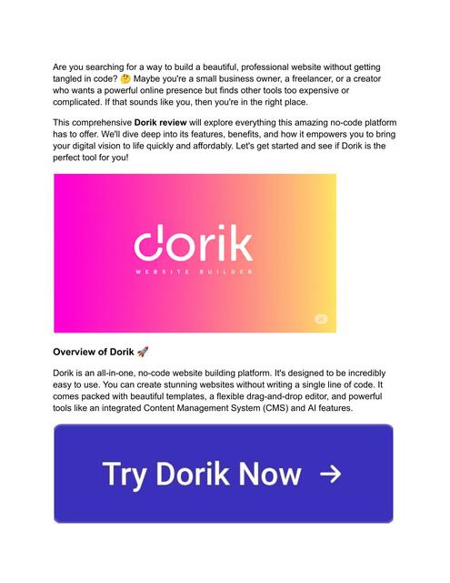 Dorik Website Builder Review: The Ultimate No-Code AI Tool for 2025 | Group Team | uDocz