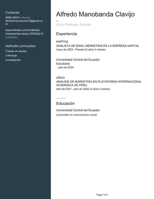 Profile 1 | alfredo manobanda | uDocz