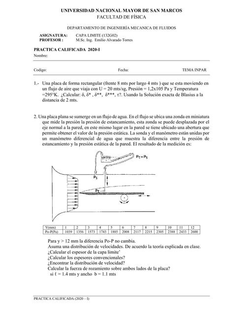 Capa Limite-Práctica calificada | Jeancarlos Mendoza B | uDocz