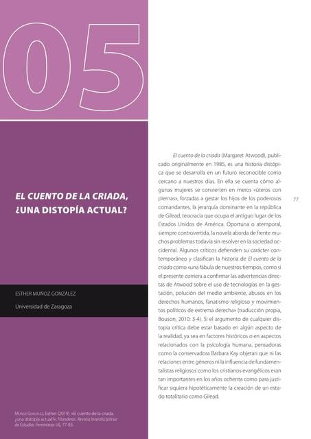 EL CUENTO DE LA CRIADA UNA DISTOPIA ACTU | Cesar | uDocz