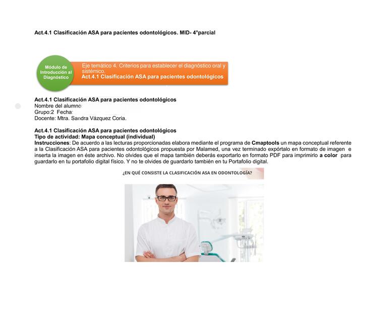 Act41 Clasificación ASA para pacientes odontológicos | Alondra | uDocz