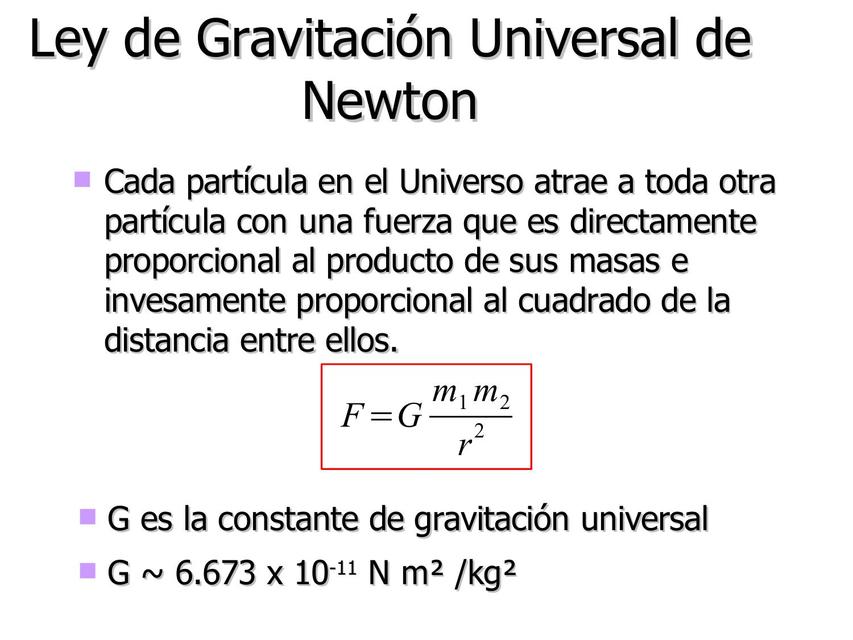 Ley De Gravitación Universal De Newton Rvinsh Shcn Udocz