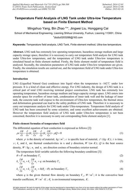 Temperature Field Analysis of LNG Tank under Ultra | tma | uDocz