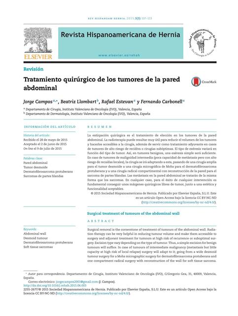 Tratamiento quirúrgico de los tumores de la pared | Facundo Ledesma | uDocz