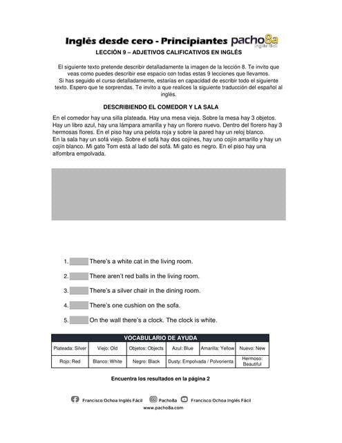 LECCIÓN 9 ADJETIVOS CALIFICATIVOS | Grethel lianet | uDocz