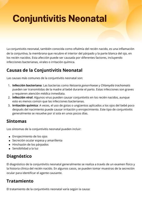 Conjuntivitis Neonatal | Maryi Alvarado | uDocz
