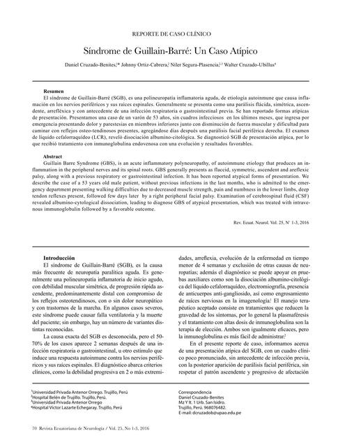 Sindrome guillain barre caso atipico | Araceli Johanna Huaraca Guiguiri ...