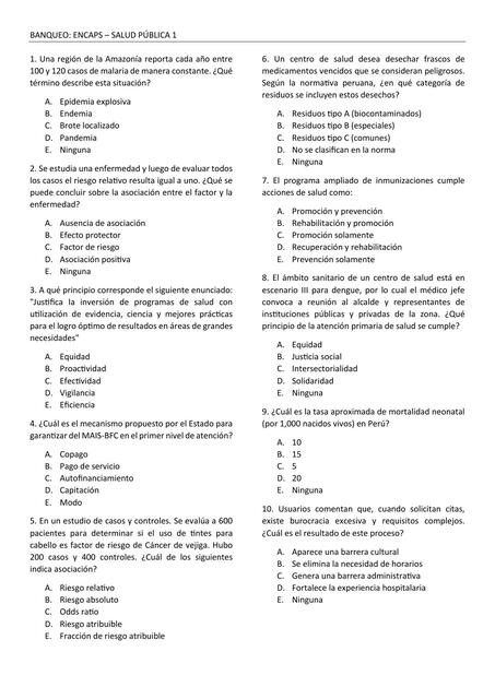 Banco ENCAPS Salud Pública N°1 - Qx Medic | Andrea Llanqui García | uDocz