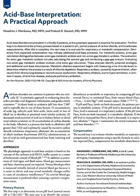 Acid Base Interpretation | Mariam A. | uDocz