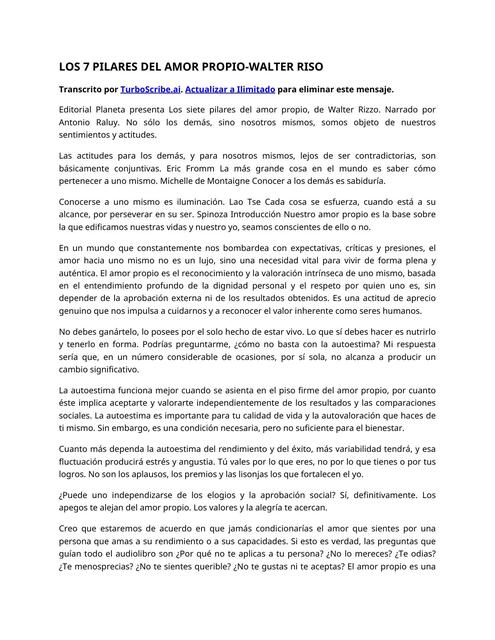 LOS 7 PILARES DEL AMOR PROPIO WALTER RISO | Willian Jurado Gallegos | uDocz