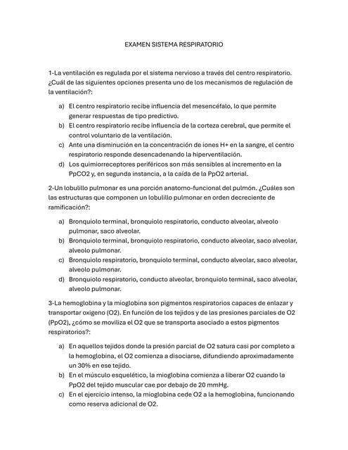 EXAMEN SISTEMA RESPIRATORIO | EXÁMENES PRE-MEDICINA | uDocz