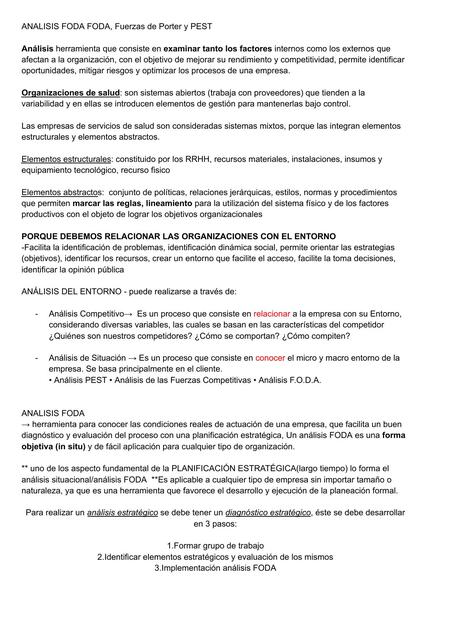 ANALISIS FODA FODA Fuerzas de Porter y PEST | Stefanie Vergara | uDocz