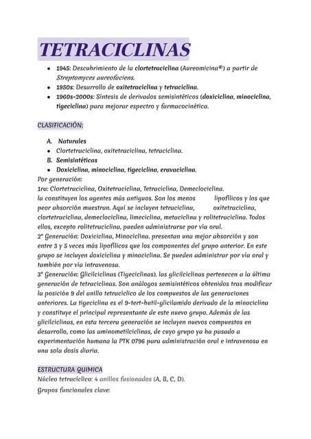 TETRACICLINAS | Arlette Andrade | uDocz