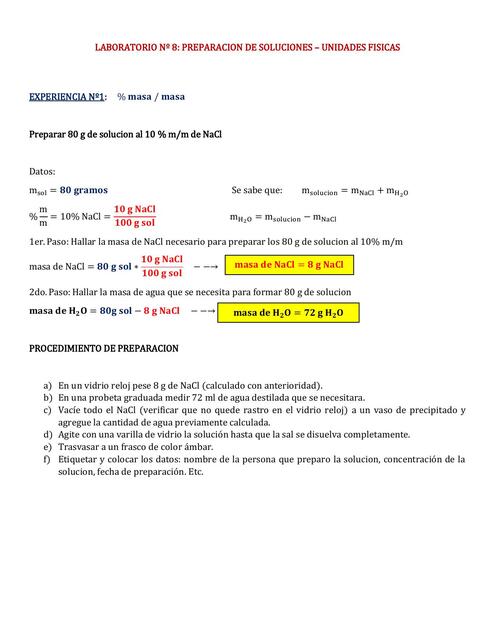 LAB 8 9 Prep de soluciones UF UQ | Ariel | uDocz