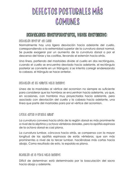 Defectos posturales más comunes | Katy González | uDocz