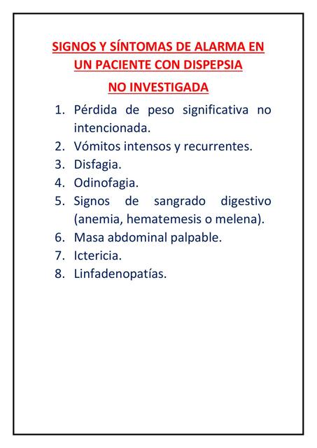 SIGNOS Y SNTOMAS DE ALARMA EN UN PACIENTE CON DISP | Karen Silva | uDocz